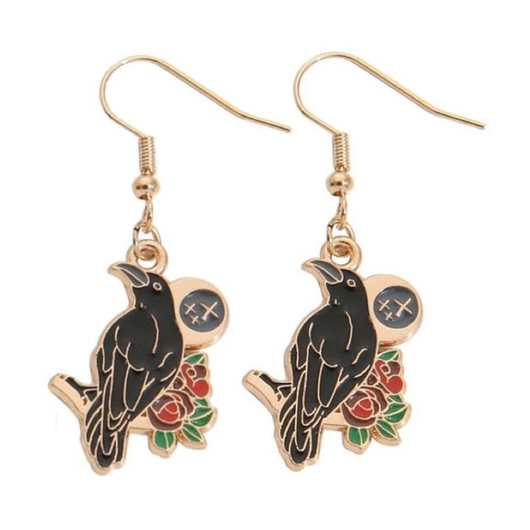 Handmade by Tracy | Jewelry | New Handmade Goldtone Raven With Crescent ...